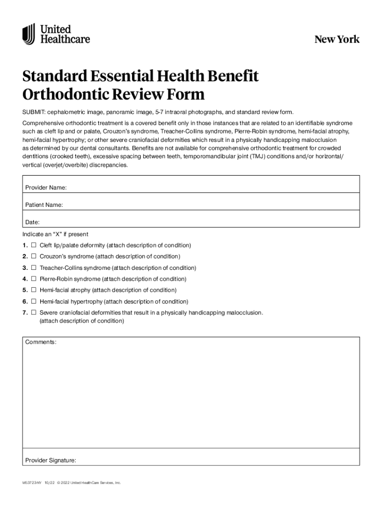 Fillable Online Ehb Ortho Form - Fill Online, Printable, Fillable ...