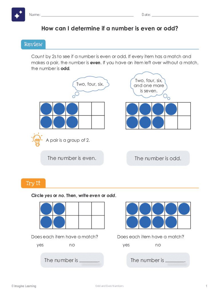 Fillable Online How can I determine if a number is even or odd?(Student ...