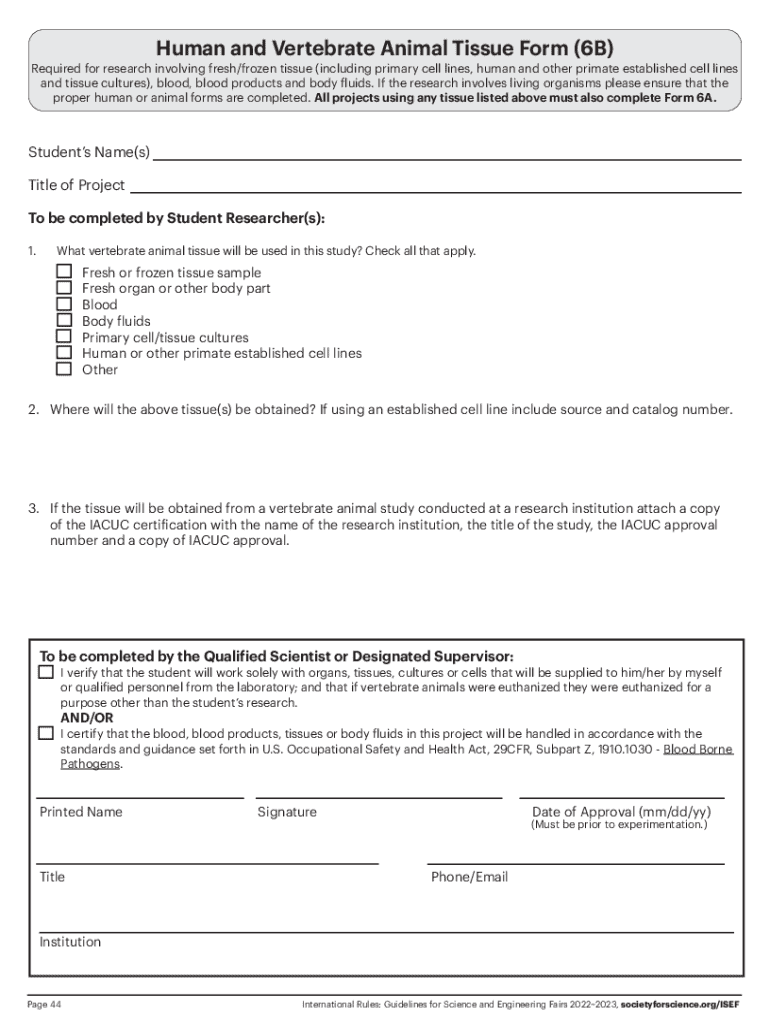 Fillable Online Human and Vertebrate Tissue Form Qualified Scientist and ... Fax Email Print ...