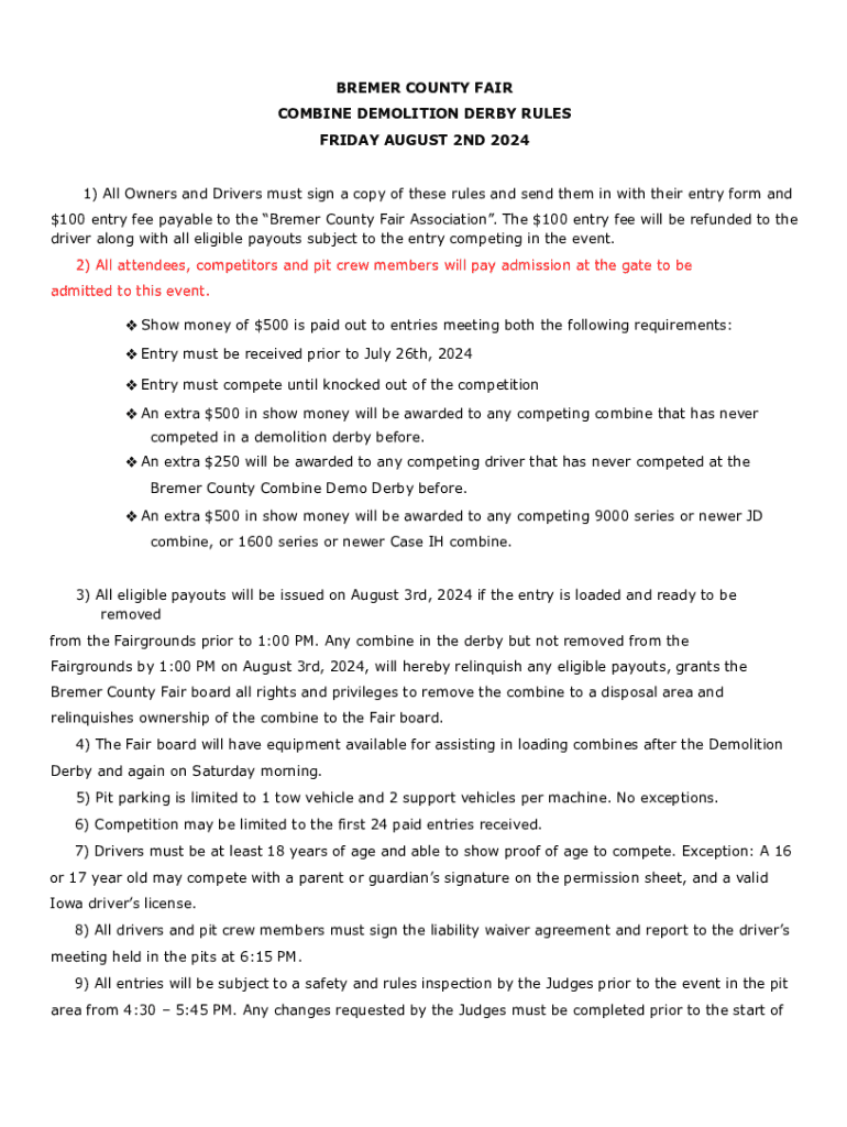 Fillable Online General Rules Demolition Derby Fax Email Print - pdfFiller