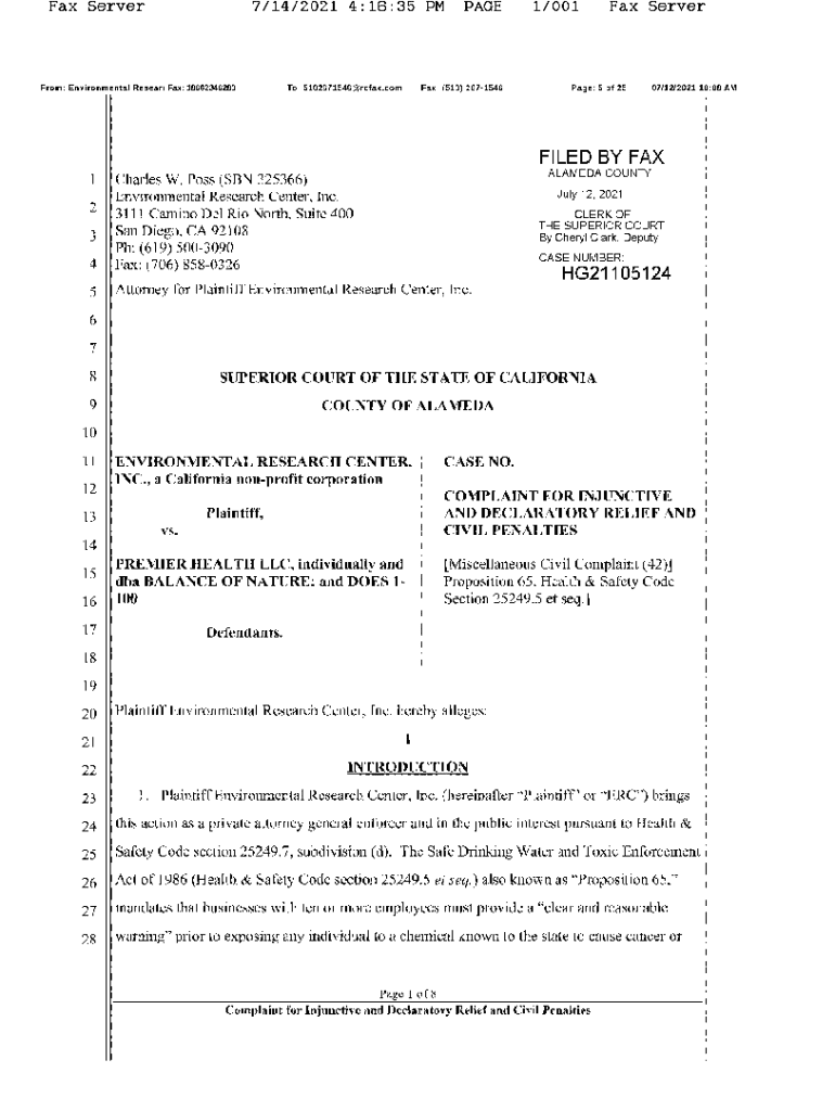 Fillable Online oag ca defects, and other reproductive harm Fax Email ...