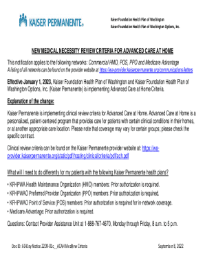 Fillable Online New medical necessity review criteria for Advanced Care at Home. New medical ...