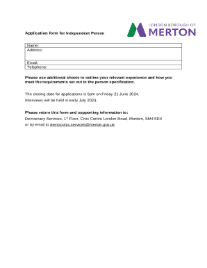 Independent Person application Doc Template | pdfFiller
