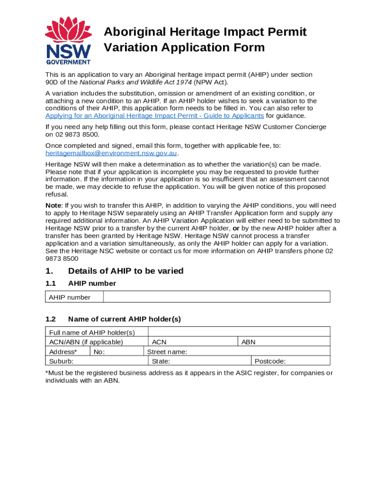 Aboriginal Heritage Impact Permit Variation Application - www ...