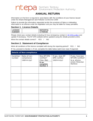 Annual Return - EPL - ntepa nt gov Doc Template | pdfFiller