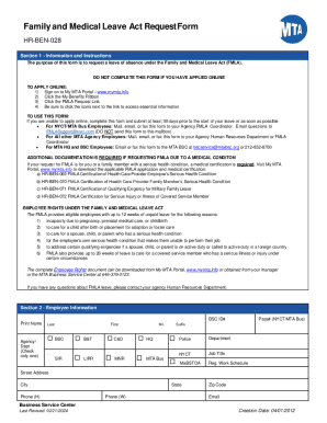 Fillable Online HR-BEN-028 Family and Medical Leave Act Request Form ...