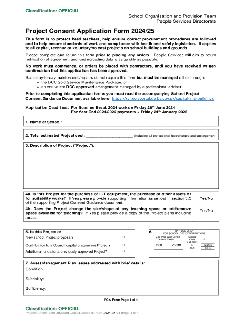 Fillable Online Project Consent Form 2024-25 - Schools' Information ...