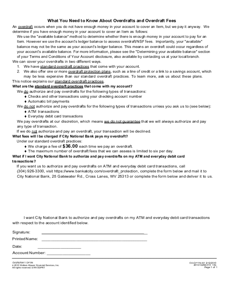 Fillable Online Overdrafts: What you need to know Fax Email Print ...