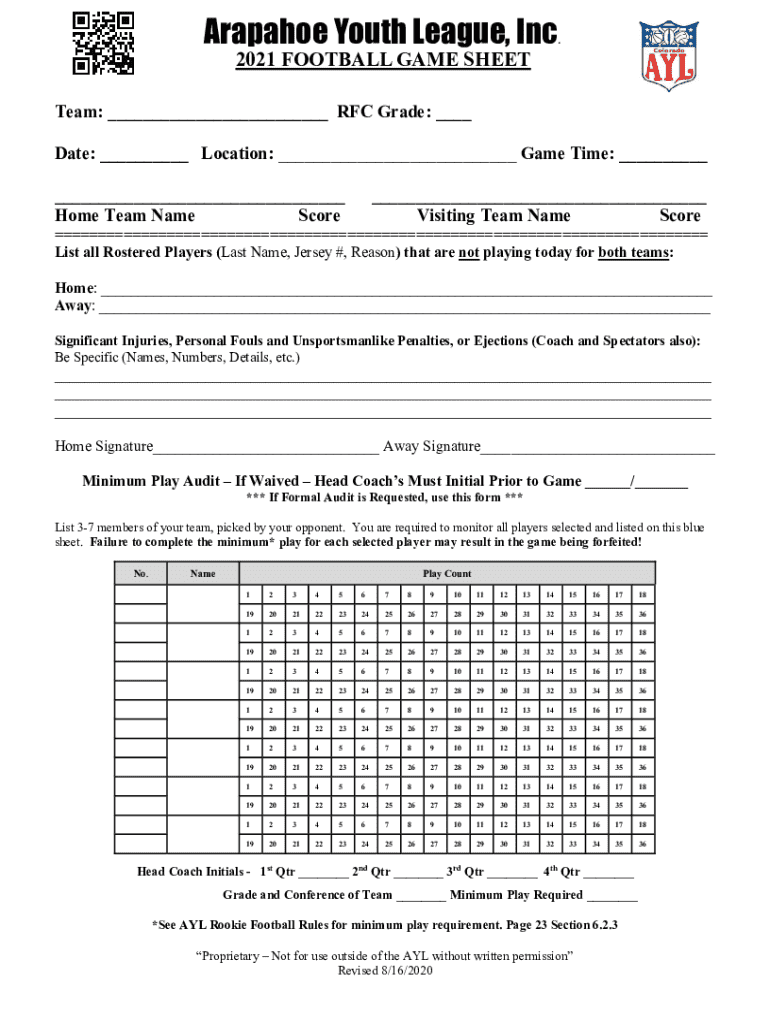 Fillable Online AYL 2021 FORM BLUE SHEET RFC - ... Fax Email Print ...