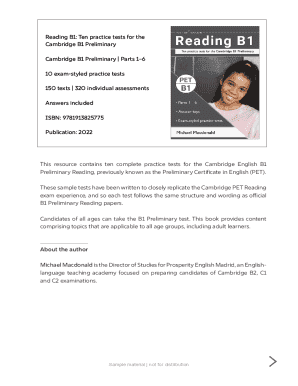 Fillable Online Reading B1: Ten practice tests for the Cambridge B1 ...