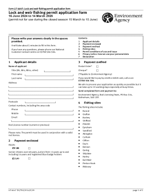 Fillable Online Lock and weir fishing permit application form Fax Email ...