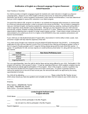 Fillable Online Sample FEL Parent Notification Letter Fax Email Print ...