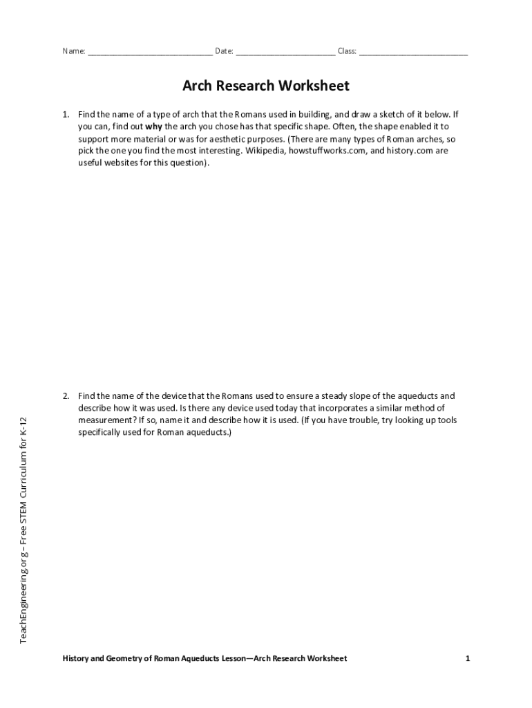 Fillable Online Arch Research Worksheet Answer Key Fax Email Print ...