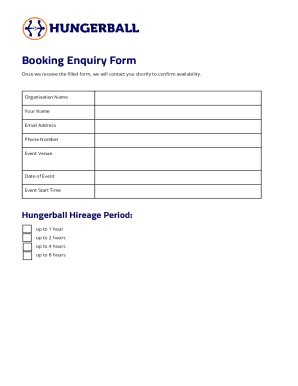 Fillable Online Booking Enquiry Form Template Fax Email Print - pdfFiller