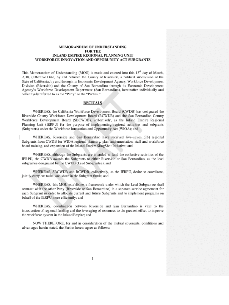 Fillable Online Workforce Innovations and Opportunity Act Memorandum ...