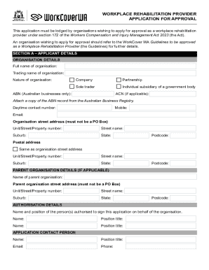 Fillable Online Workers compensation workplace rehabilitation provider ...