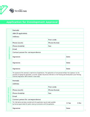 Fillable Online Application for Development ApprovalFORM Fax Email Print - pdfFiller