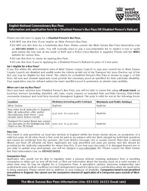 Fillable Online English National Concessionary Bus Pass. Information ...
