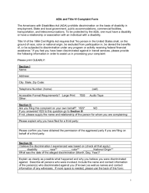 Fillable Online ADA and Title VI Complaint Procedure & Complaint Form ...