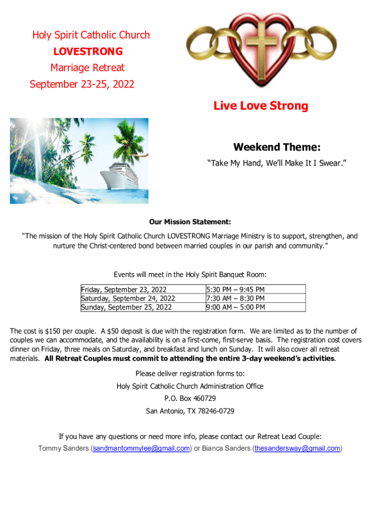 Fillable Online LOVESTRONG Marriage Retreat Registration Form Live ... Fax Email Print - pdfFiller
