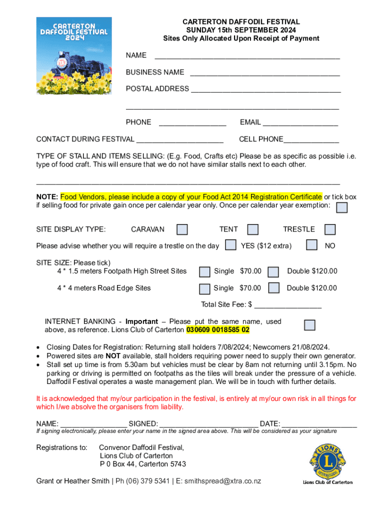 Fillable Online Daffodil Festival Application Form 2024 Fax Email Print ...