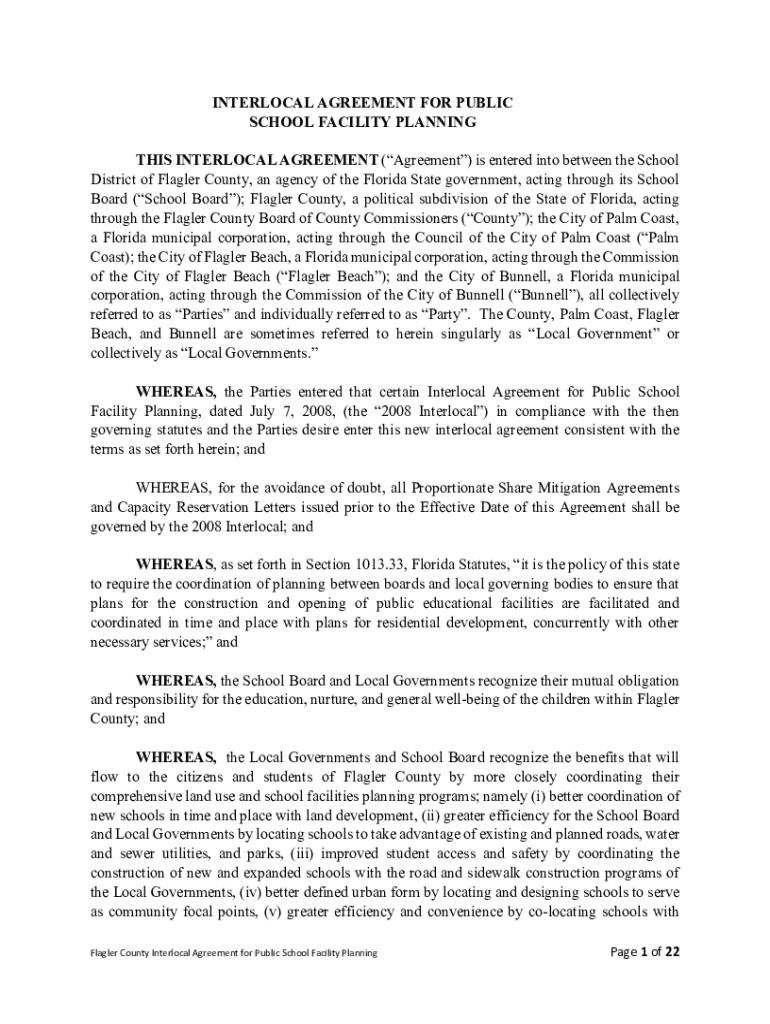 Fillable Online interlocal and facility use agreement between flagler Fax Email Print - pdfFiller