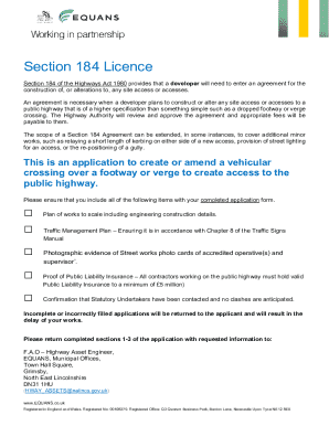 Fillable Online Section 184 agreement - vehicle crossings over footways ...