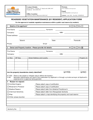 Fillable Online ROADSIDE VEGETATION MAINTENANCE (BY RESIDENT ...