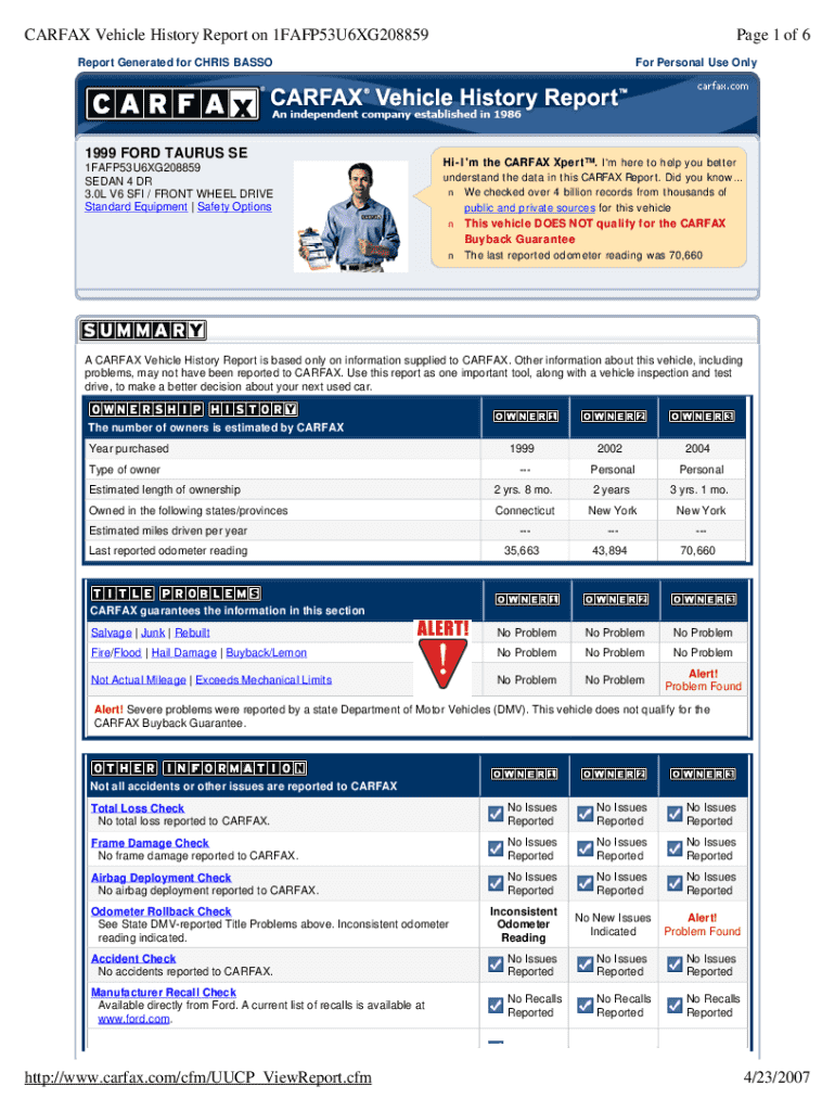 Fillable Online library nclc Carfax Sample Report Fax Email Print ...