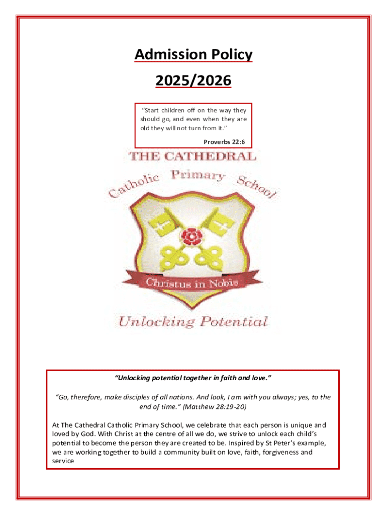 Fillable Online the cathedral catholic primary school. lancaster Fax ...