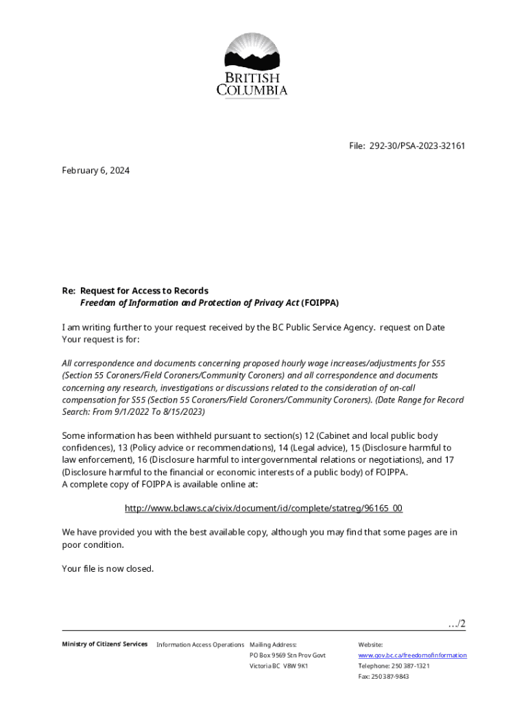 Fillable Online docs openinfo gov bc request on Date Fax Email Print ...