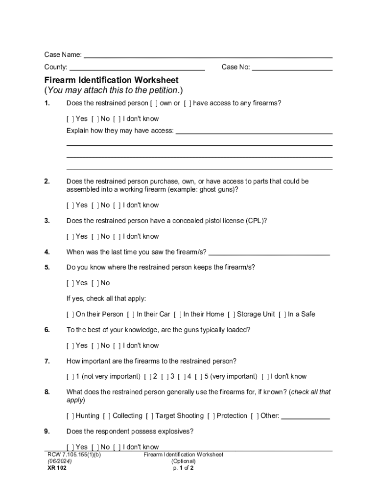 Fillable Online Firearm Identification Worksheet (You may attach this ...