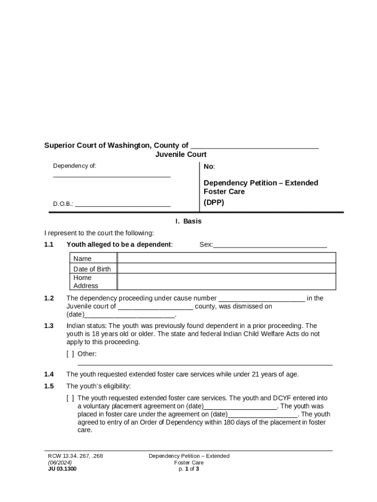 Dependency Petition - Extended Foster Care Doc Template | pdfFiller