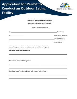 Fillable Online Application for Permit to Conduct an Outdoor Eating ...