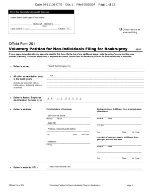 Fillable Online Takeoff Technologies, Inc., 1:24-bk-11106, No. 3 (Bankr.D.Del ... Fax Email ...