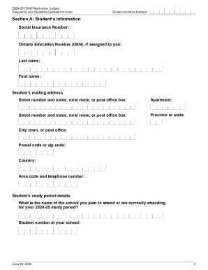 Fillable Online 2024-25 OSAP Application Update: Request to use ... Fax ...