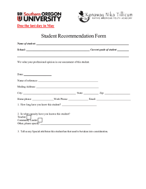 Fillable Online inside sou How to write a letter of recommendation for a student ... Fax Email ...