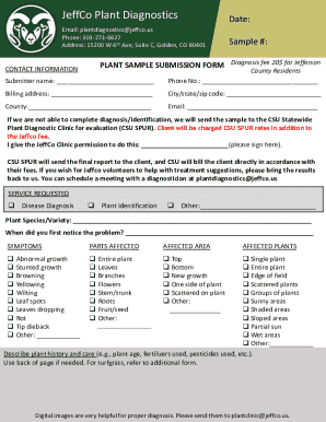 Fillable Online JeffCo Plant Diagnostics Fax Email Print - pdfFiller