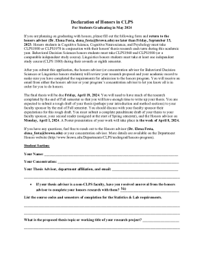 Fillable Online Honors in the Major Declaration Form Fax Email Print ...