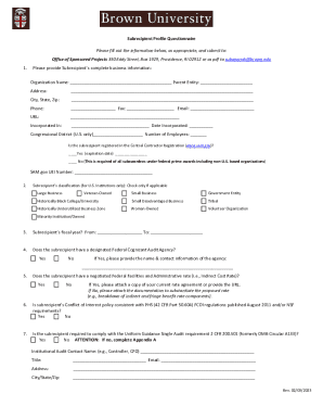 Fillable Online Subrecipient Profile Form - Sponsored Programs ...