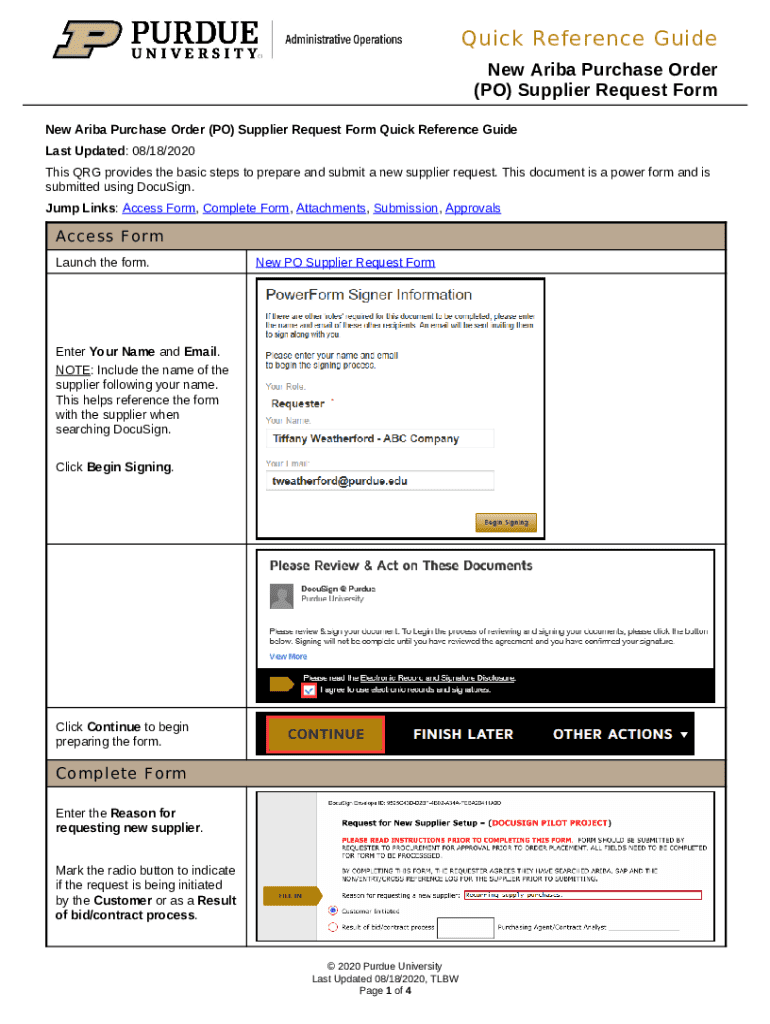 New Ariba Purchase Order (PO) Supplier Request Doc Template | pdfFiller
