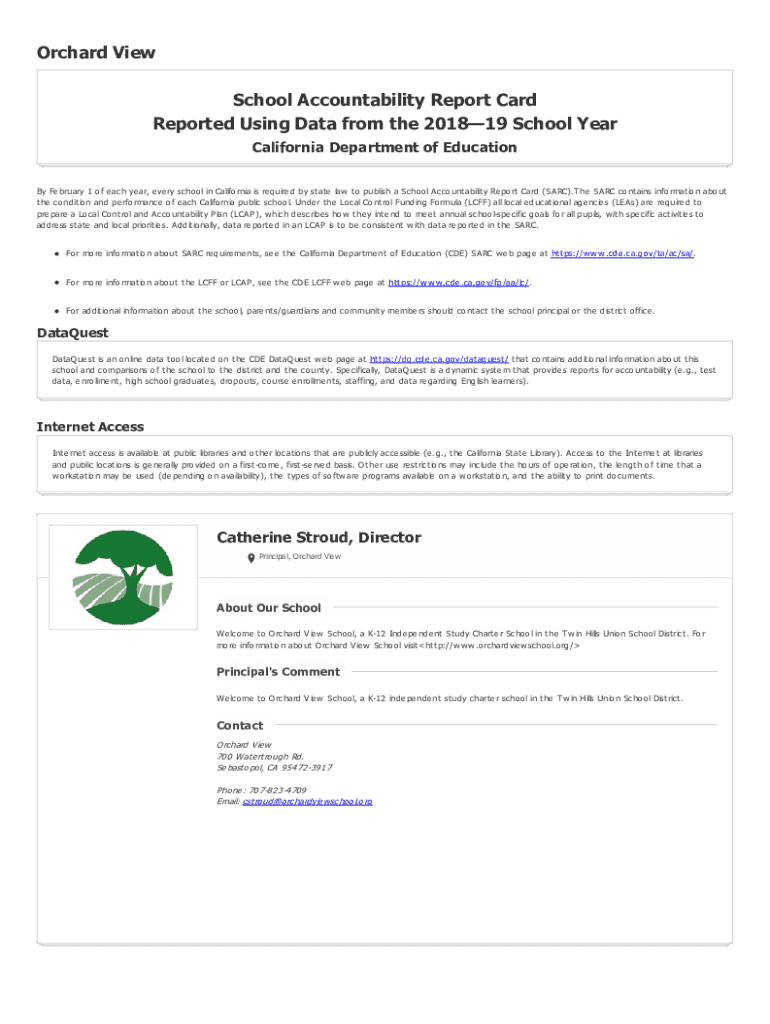 Fillable Online SARC Report for Orchard View Fax Email Print - pdfFiller