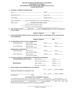 Fillable Online 2024-2025 nominee information cover sheet Fax Email ...