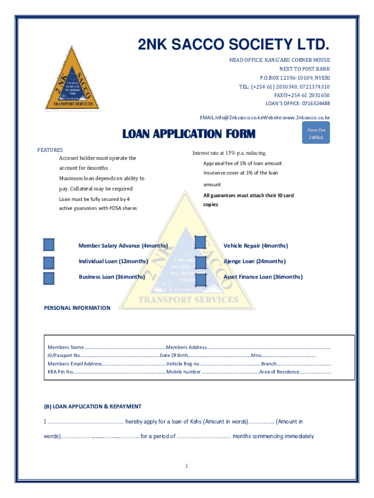 Fillable Online FOSA-LOANS-APPLICATION-FORM. ... Fax Email Print ...