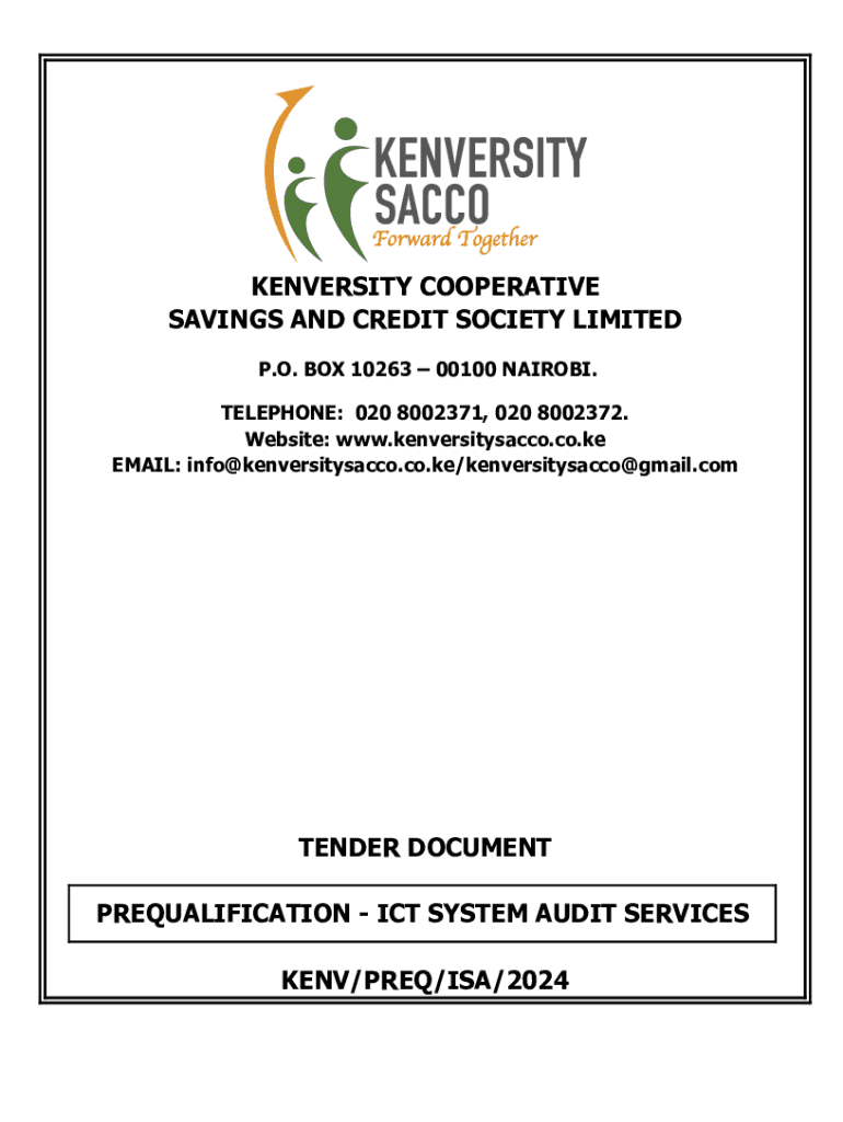 Fillable Online tender document prequalification - ict system audit ...