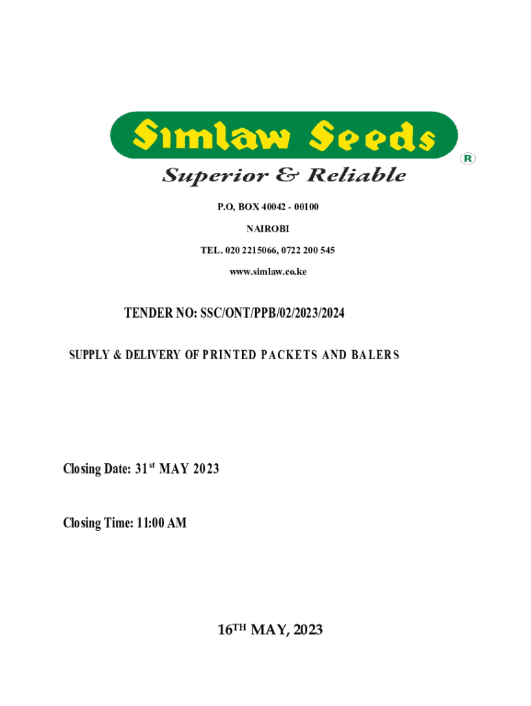 Fillable Online SIMLAW Seed CoMpAny LIMIted - Nairobi Fax Email Print ...