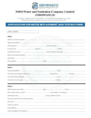 Fillable Online application for meter replacement and testing form Fax ...