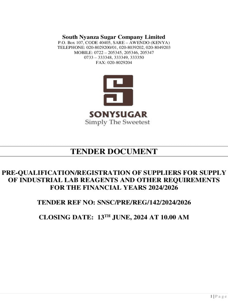 Fillable Online sonysugar co OF INDUSTRIAL LAB REAGENTS AND OTHER REQUIREMENTS Fax Email Print ...