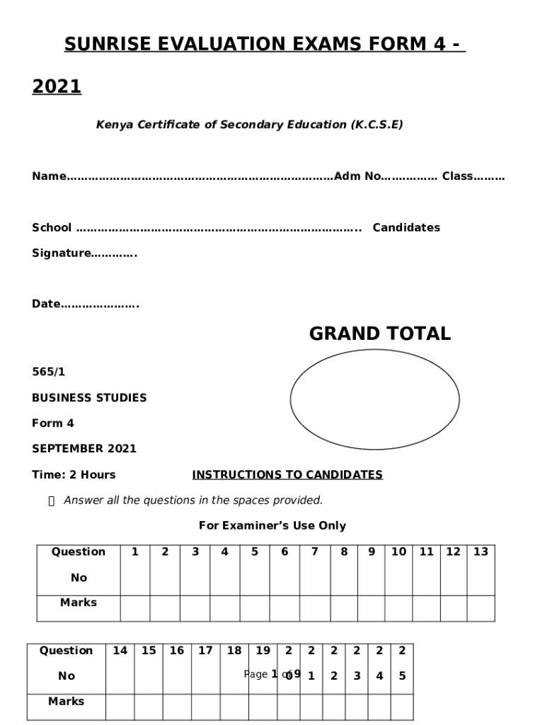 101 F4 ENGLISH P1 QS.docx.pdf - SUNRISE ... Doc Template | pdfFiller
