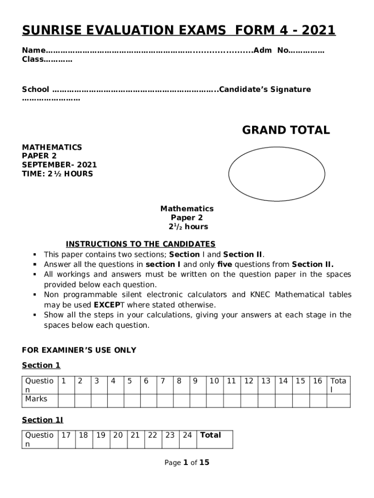 121 F2 MATHEMATICS QS.docx - SUNRISE EVALUATION ... Doc Template ...